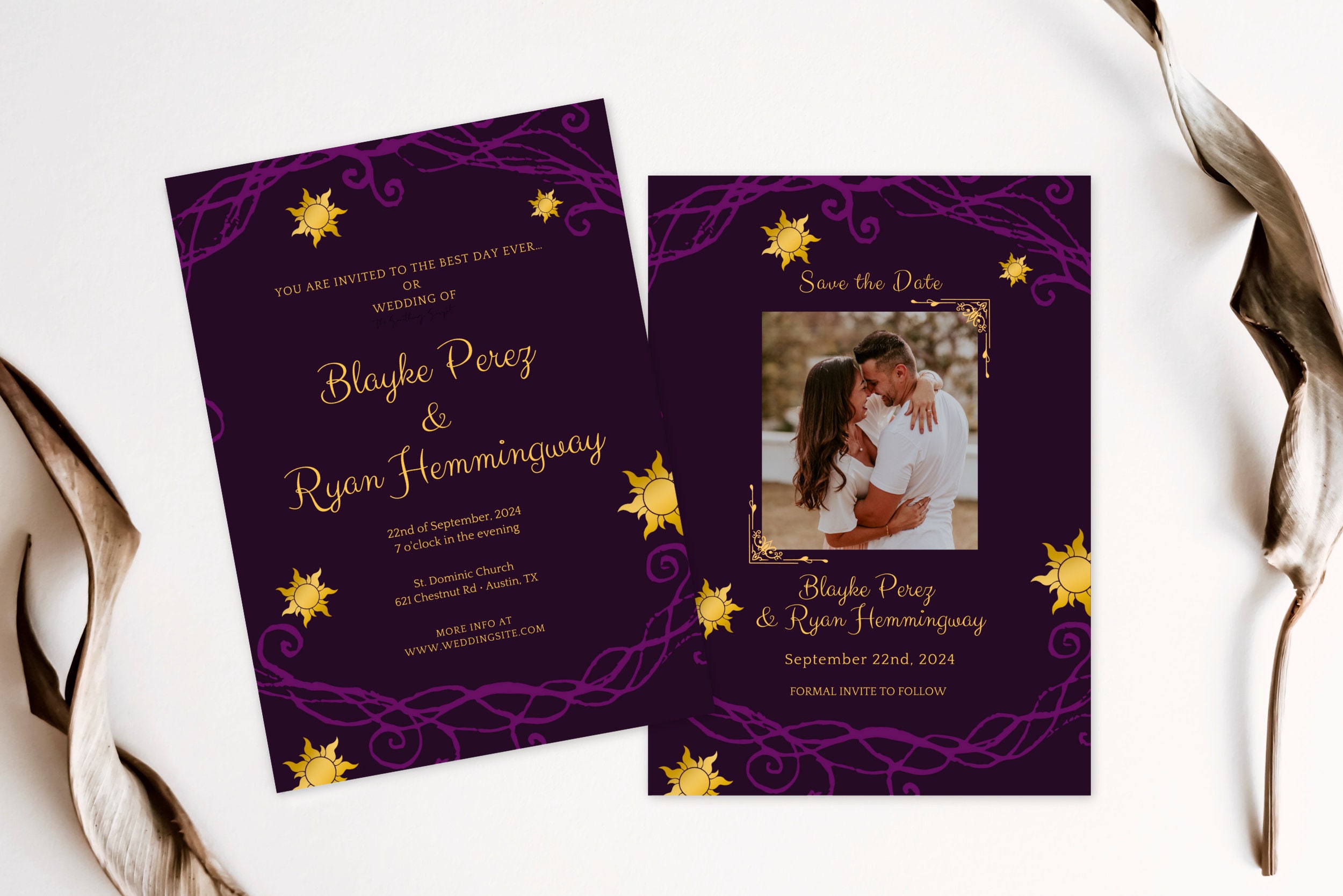 Rapunzel Inspired Wedding Invitation Suite, Fairytale Party Invitation ...