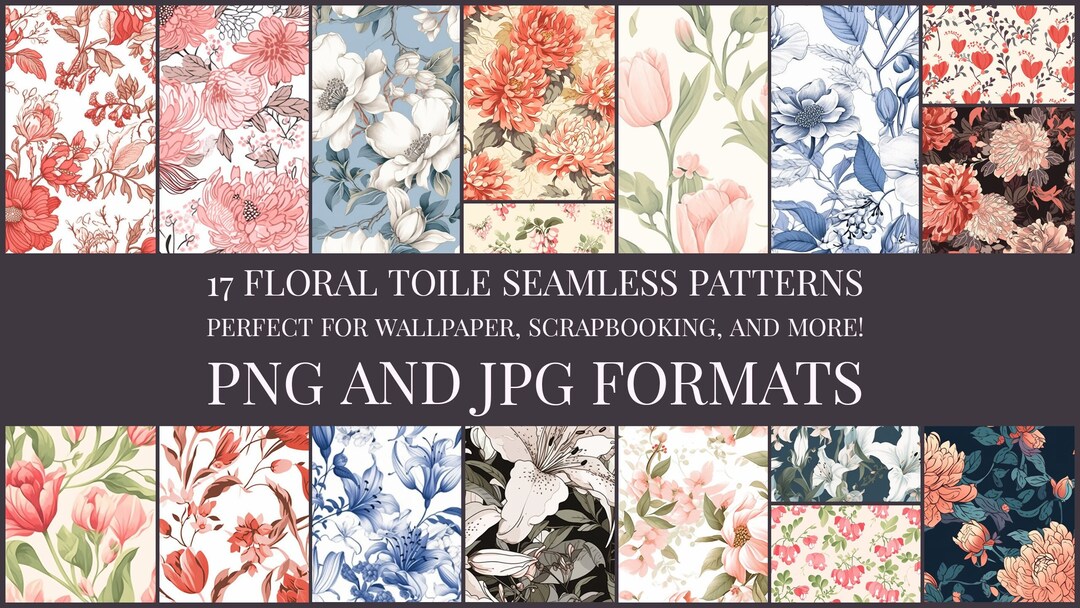 17 Seamless Floral Patterns | Sophisticated Toile Flowers | Patterns ...