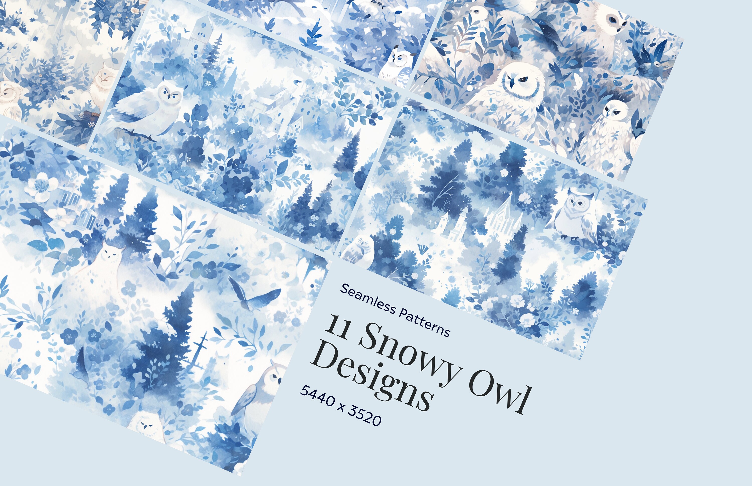 Snow Owls | 11 Seamless Toile Patterns | Sophisticated and Elegant ...