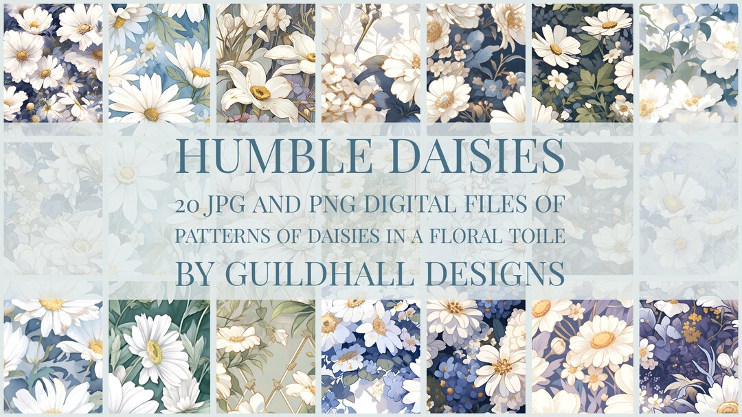 20 Seamless Daisy Patterns | JPG and PNG | Watercolor Patterns of ...