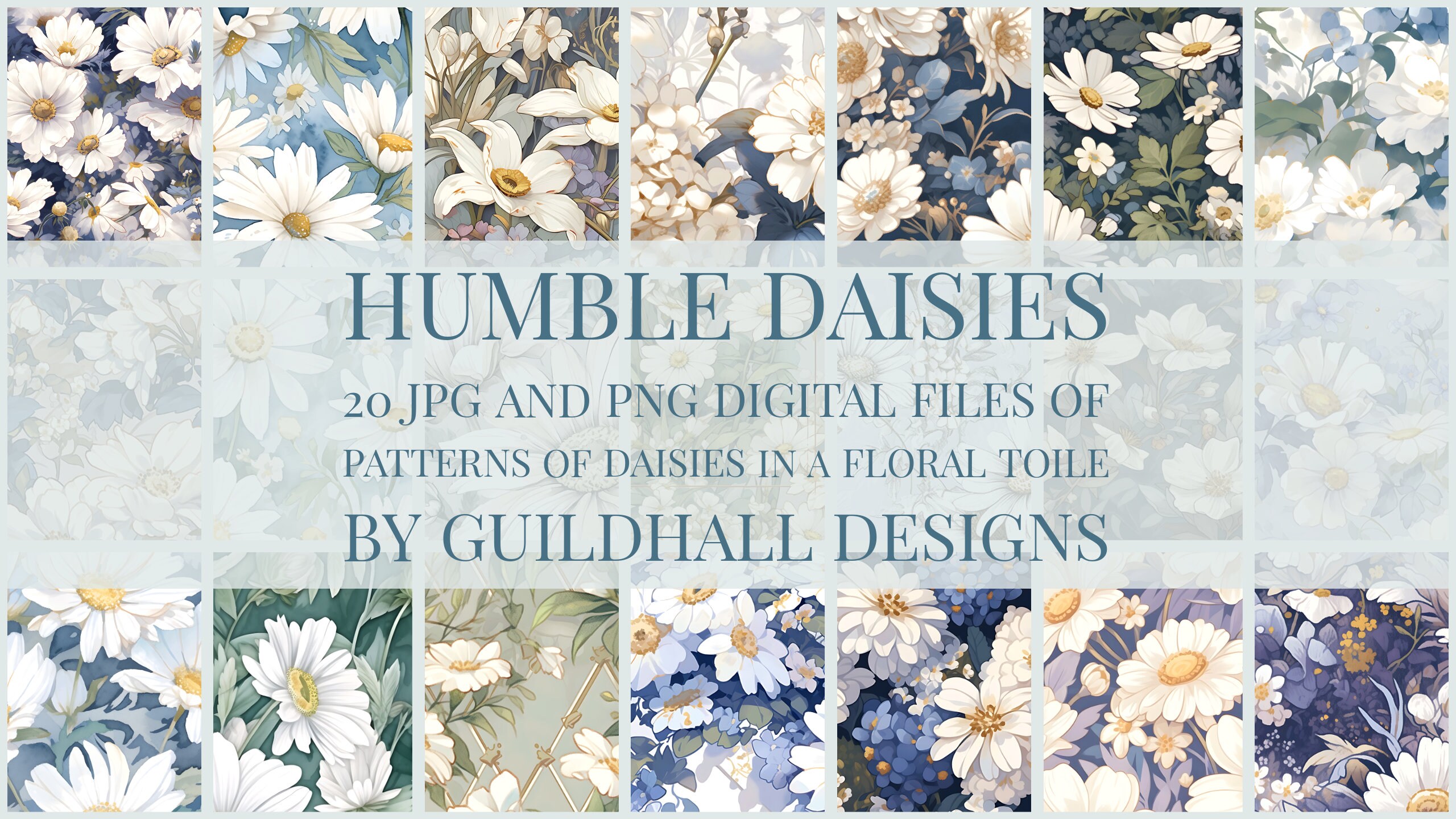 20 Seamless Daisy Patterns | JPG and PNG | Watercolor Patterns of ...