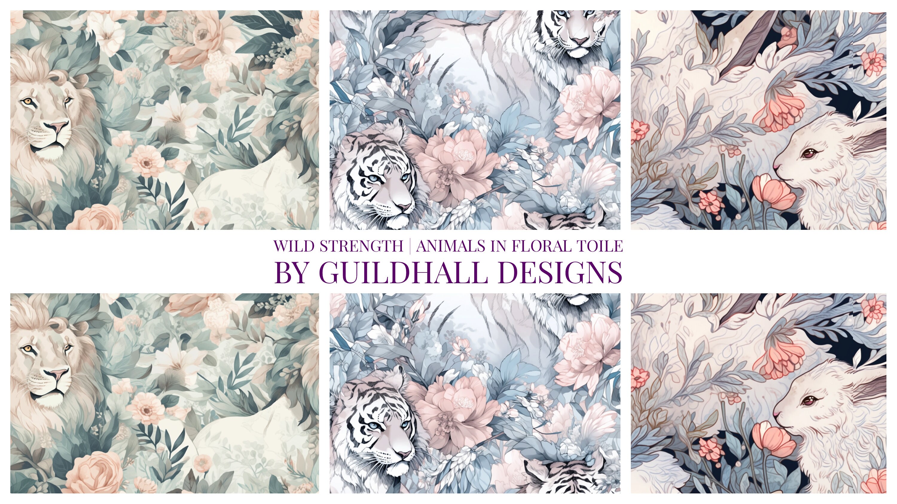 Digital Paper | Modern Toile | Gentle and Wild Animals | High Quality ...