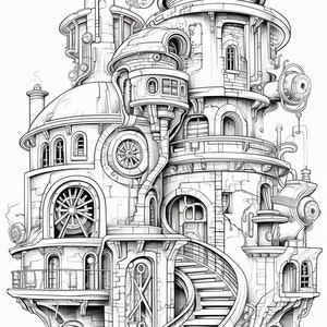 Architectural Adventures Coloring Book Pages! Unique Designs! Digital ...