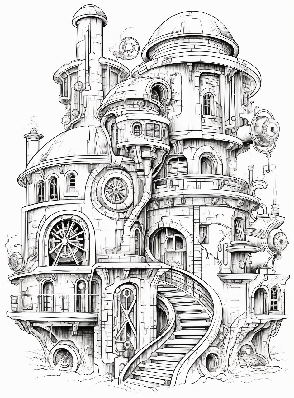 Architectural Adventures Coloring Book Pages! Unique Designs! Digital ...