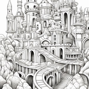 Architectural Adventures Coloring Book Pages! Unique Designs! Digital ...