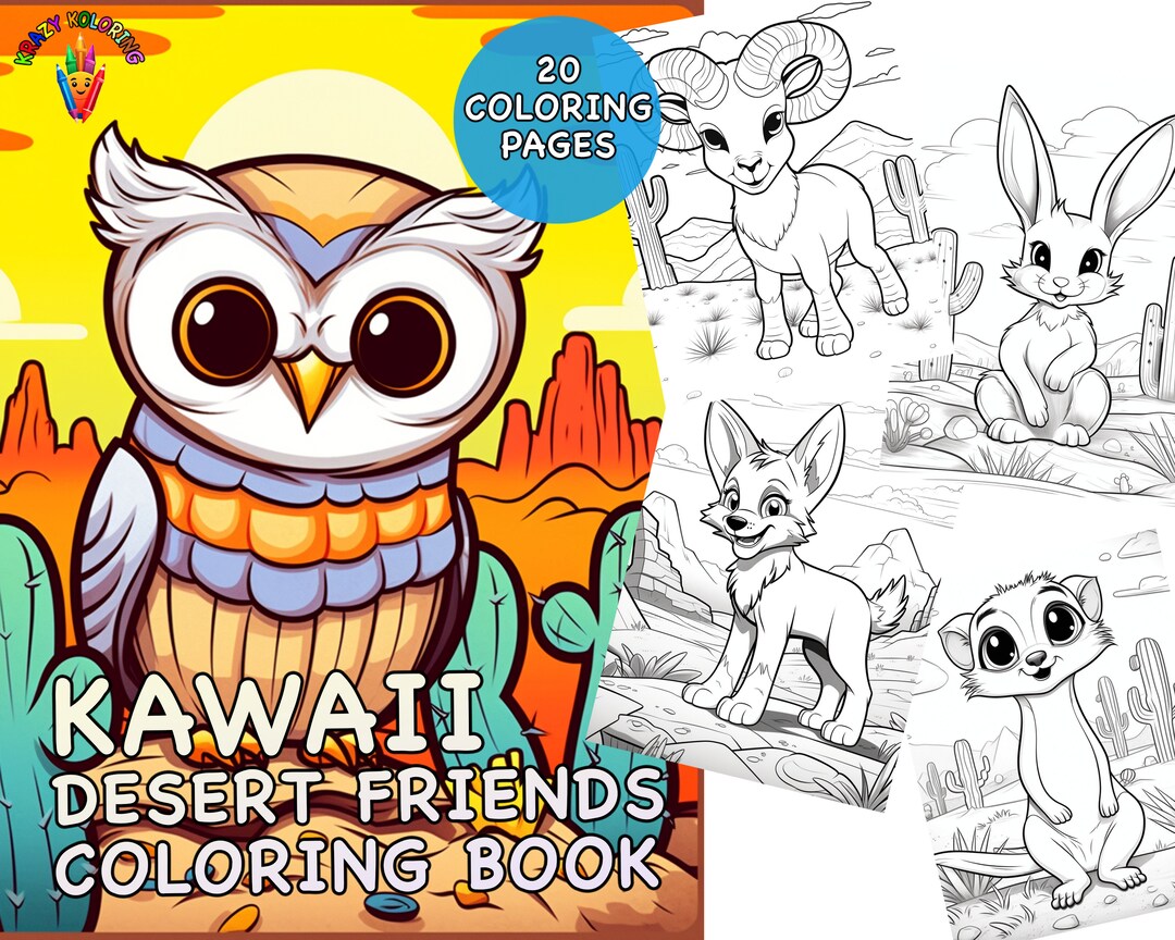 Kawaii Coloring Book by Krazy Koloring! Desert Friends! - Etsy