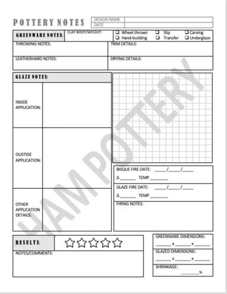 Instant DIGITAL Download**pottery Notes **pottery / Ceramics / Clay ...