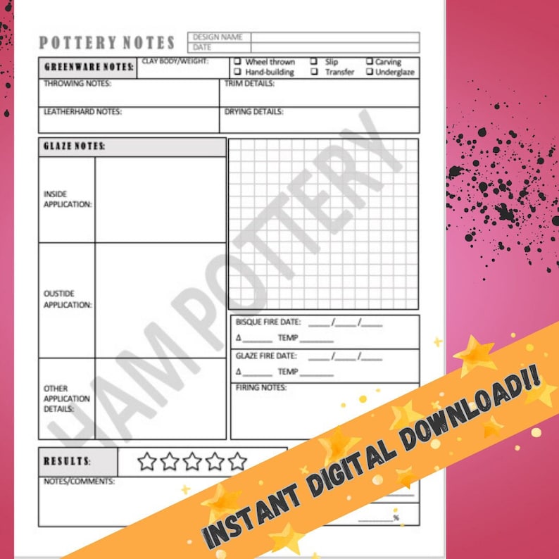 Instant DIGITAL Download**pottery Notes **pottery / Ceramics / Clay ...