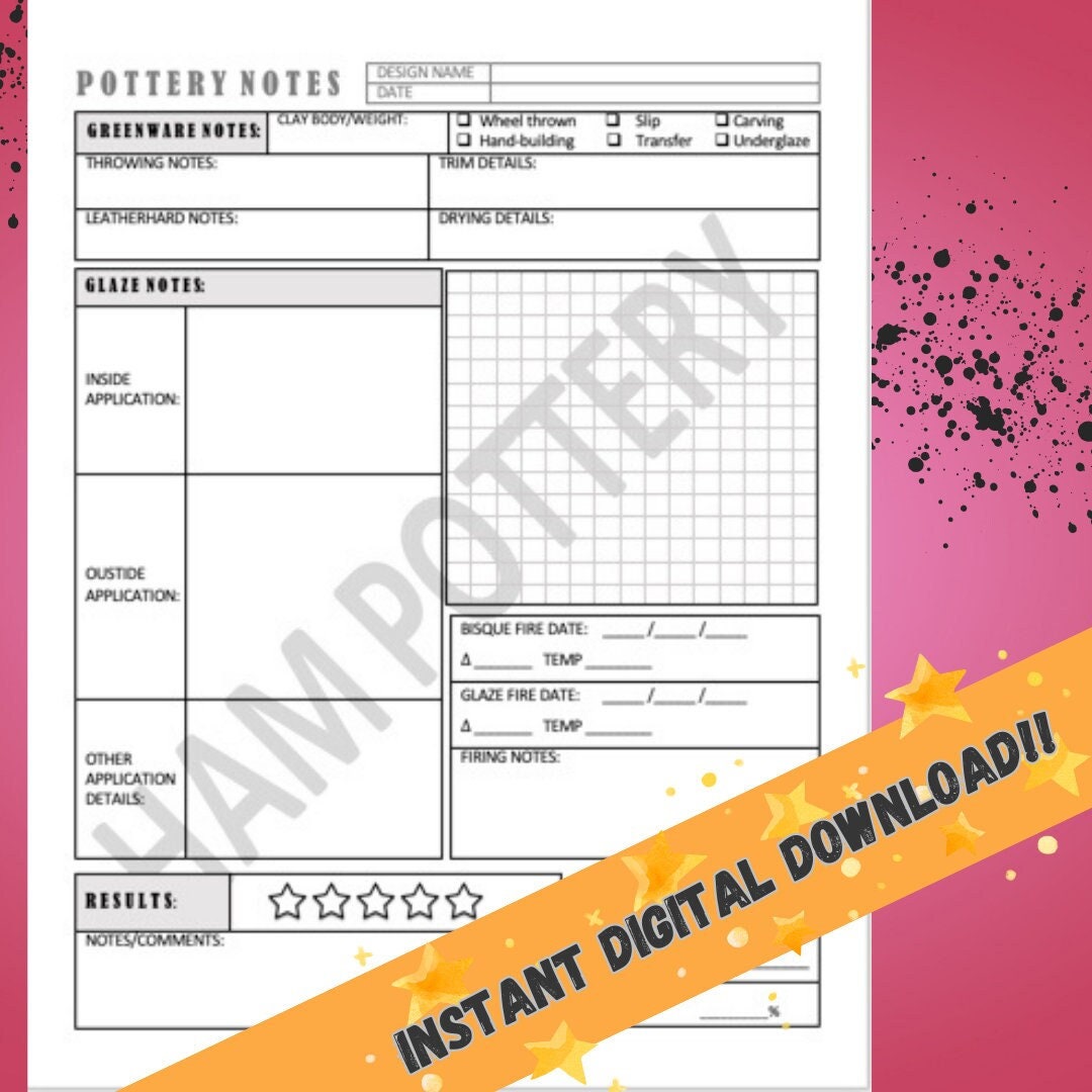 Instant DIGITAL Download**pottery Notes **pottery / Ceramics / Clay ...