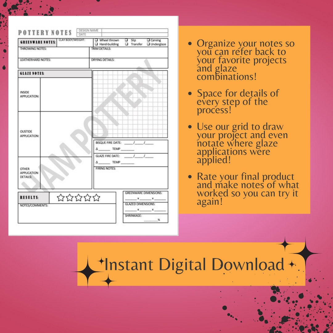 Instant DIGITAL Download**pottery Notes **pottery / Ceramics / Clay ...