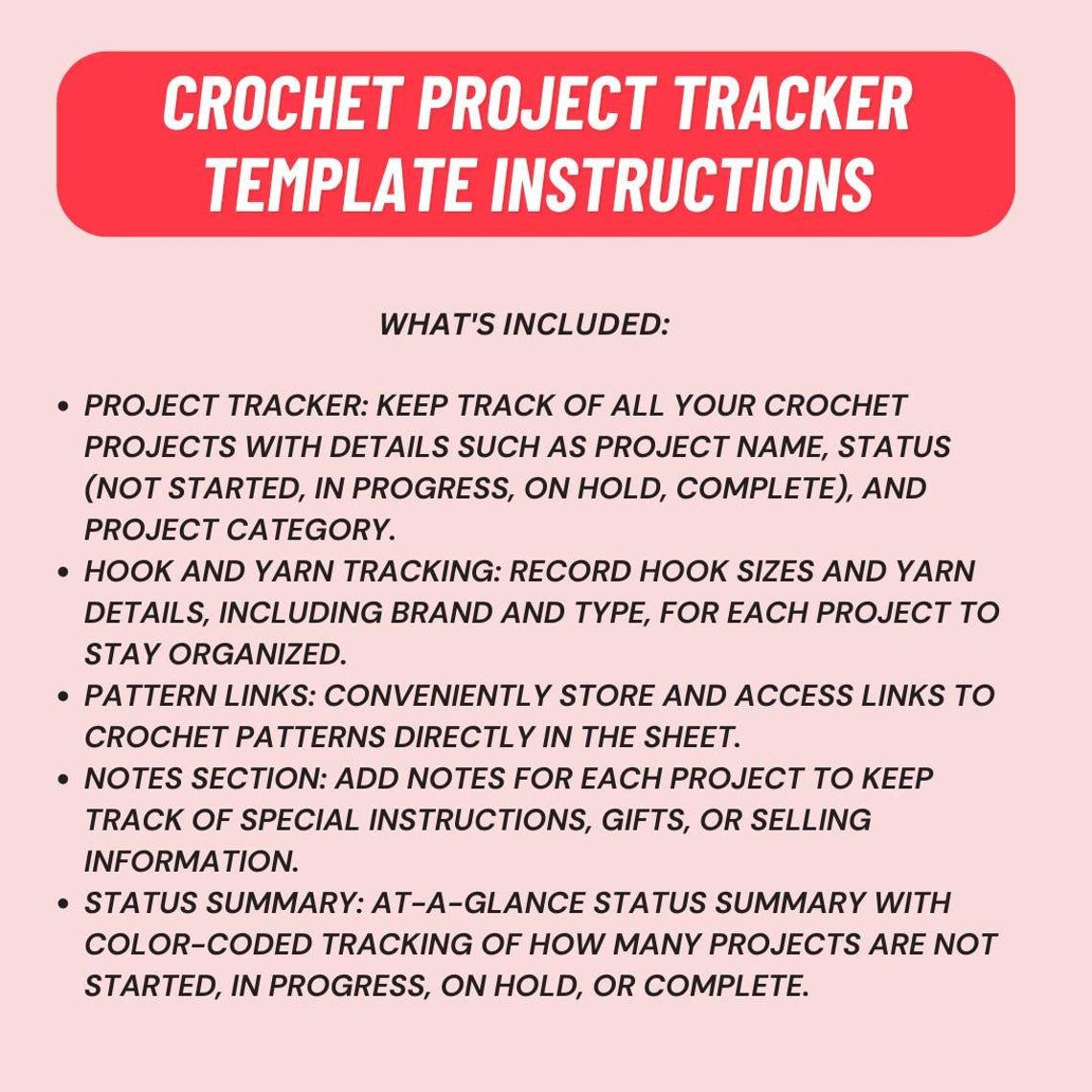 Crochet Planning Spreadsheet, Crochet Inventory, Project Tracker ...