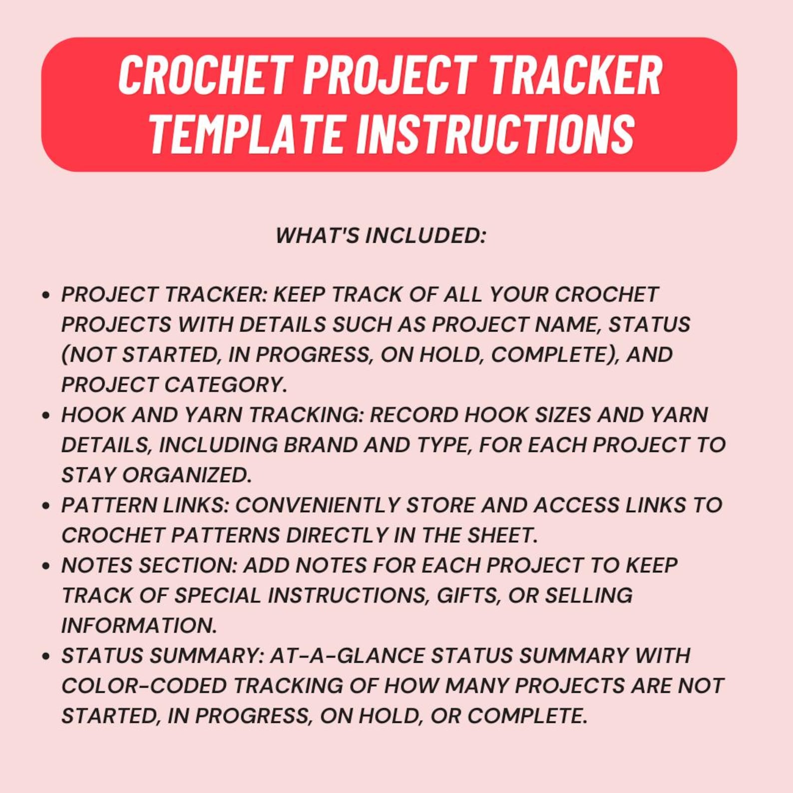 Crochet Planning Spreadsheet, Crochet Inventory, Project Tracker ...