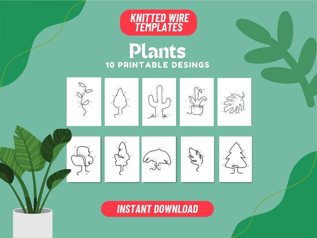 Plants Knitted Wire Templates, 10 Cord Designs, Cord Template ...