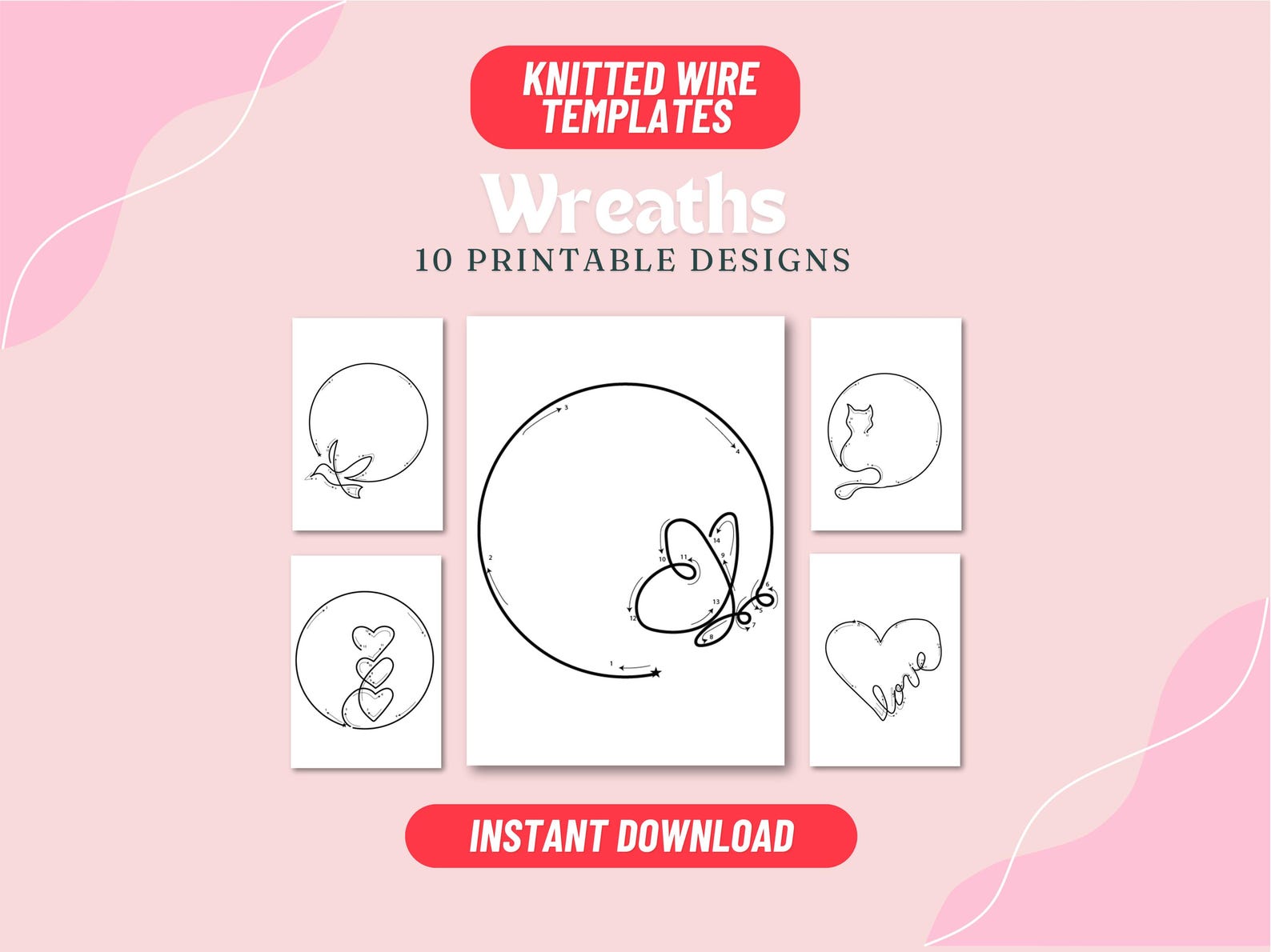 Wreath Knitted Wire Template, 10 Cord Designs, Cord Template, Wreath ...