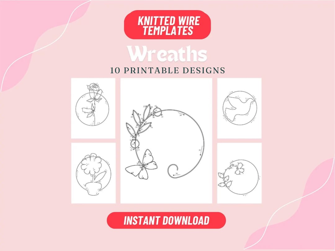 Wreath Knitted Wire Template, 9 Cord Designs, Cord Template, Wreath ...