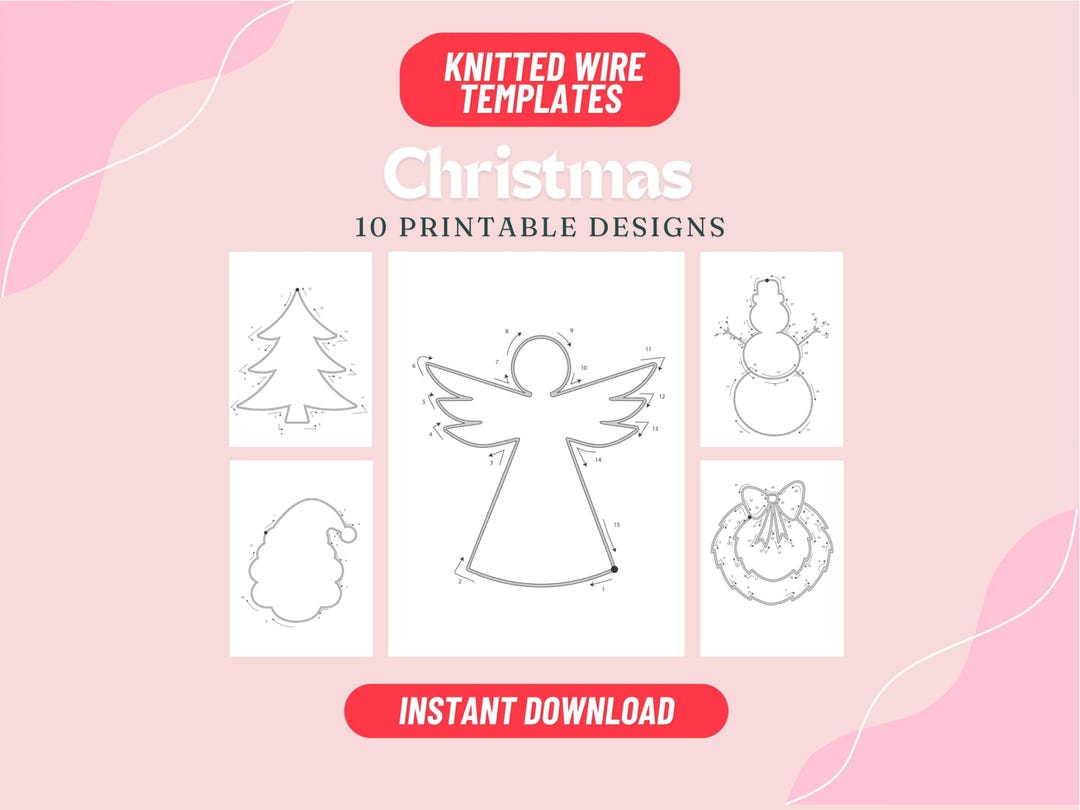 Christmas Knitted Wire Art Template, Xmas Part 2, 10 Wire Bending ...
