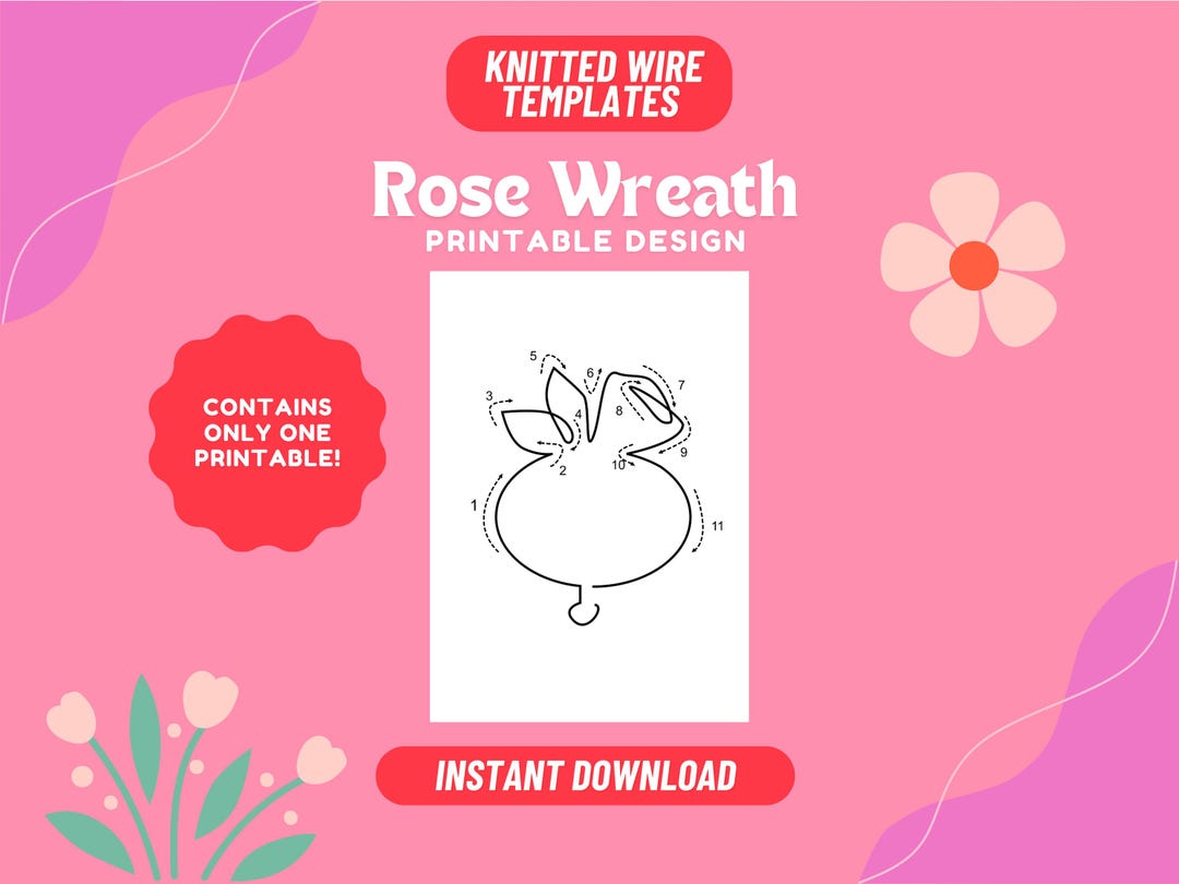 Rose Wreath Knitted Wire Art Template, Wire Bending Designs, Template ...