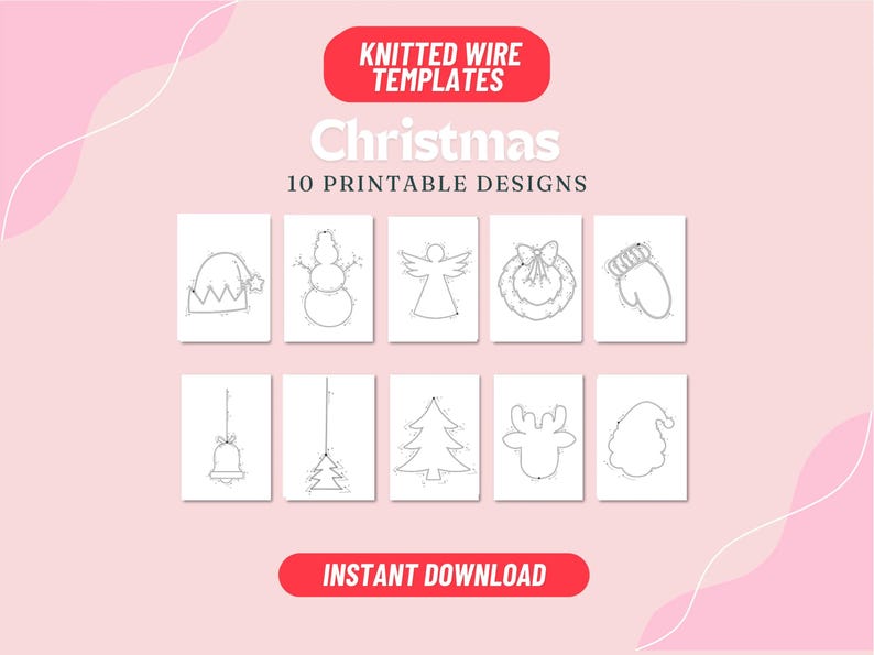 Christmas Knitted Wire Art Template, Xmas Part 2, 10 Wire Bending ...