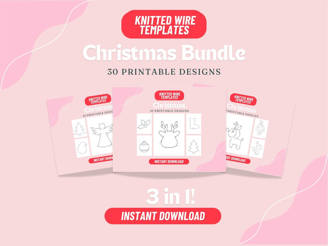 Christmas Knitted Wire Art Template, Bundle 30 Wire Bending Designs ...