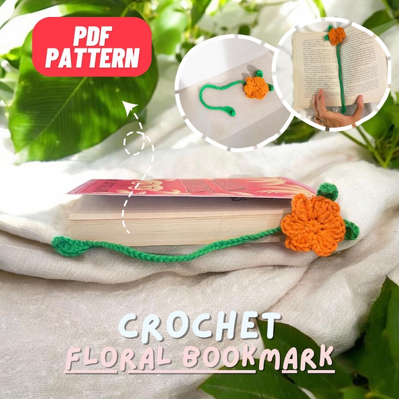 Floral Bookmark Crochet Pattern, DIY Crochet Flower Bookmark, Digital ...