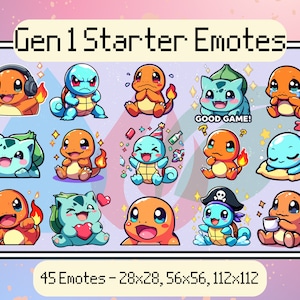 Pokemon Gen 1 Starters Twitch Emotes Mega Pack - Etsy