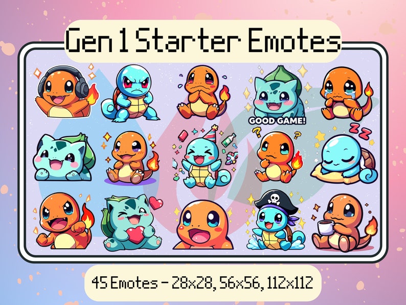 Pokemon Gen 1 Starters Twitch Emotes Mega Pack - Etsy UK