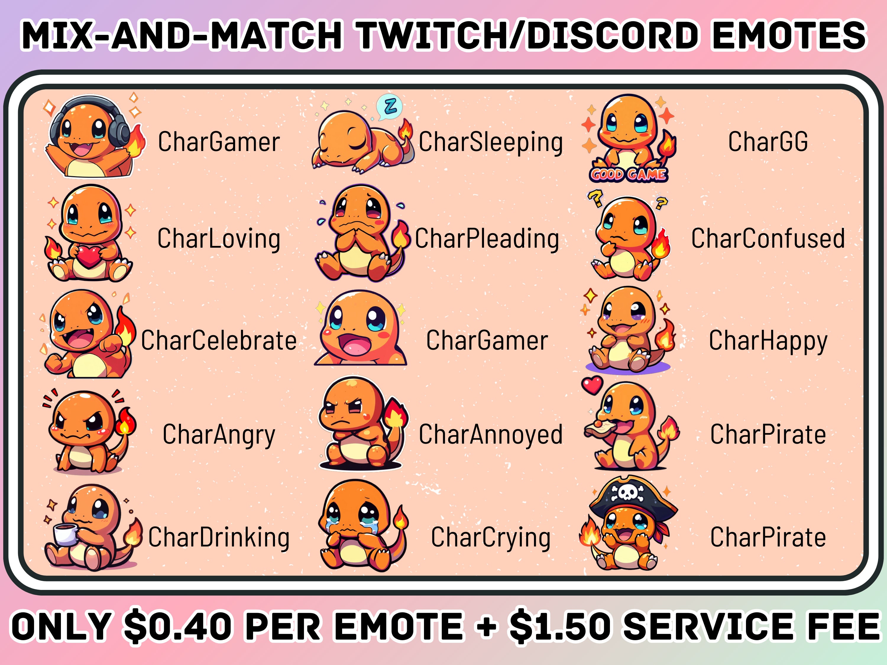Mix-and-match Pokemon Twitch/discordemotes: 5 Emotes - Etsy