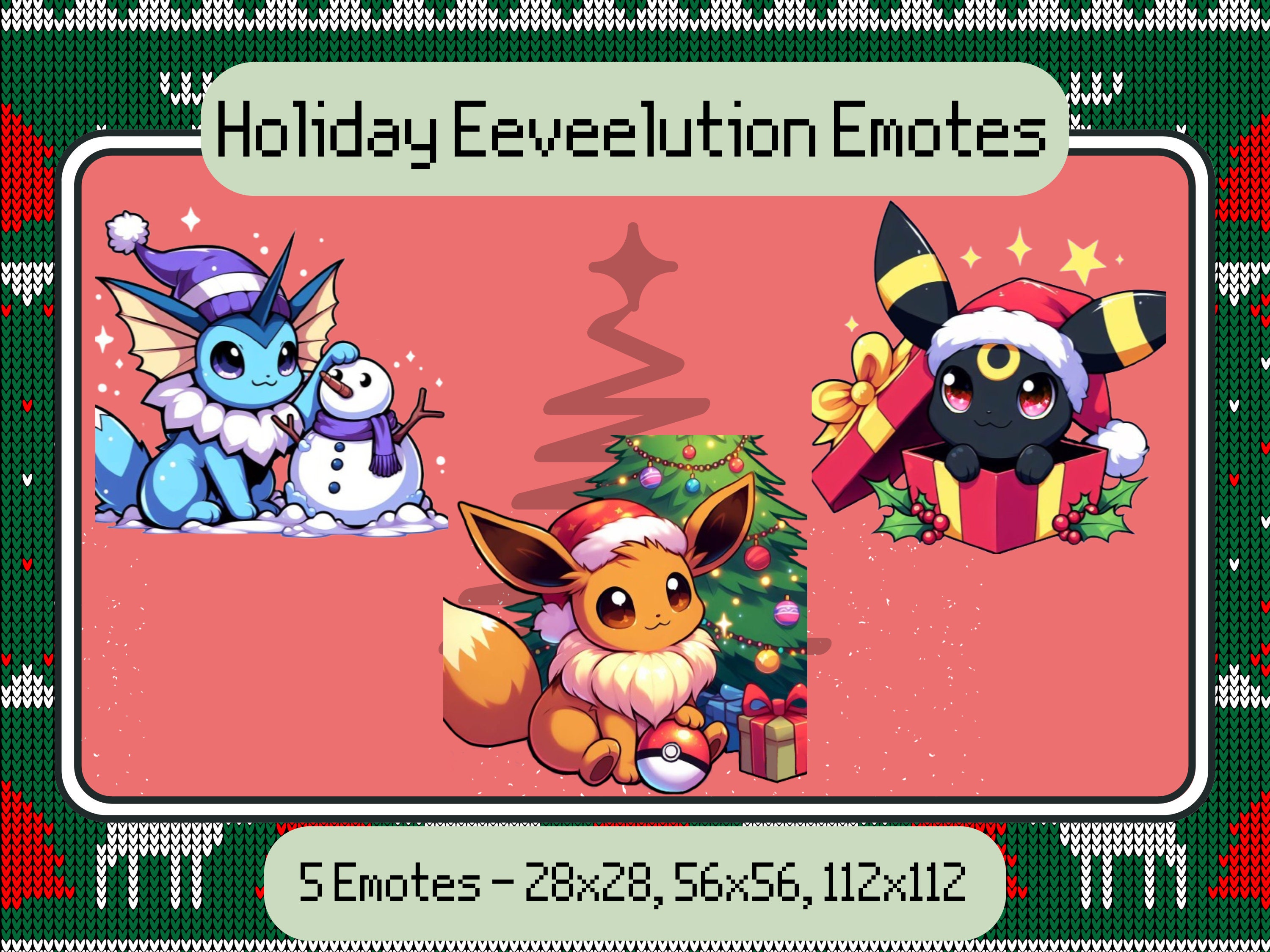 Christmas/holiday Eevee and Eeveelution Twitch/discord Emotes - Etsy