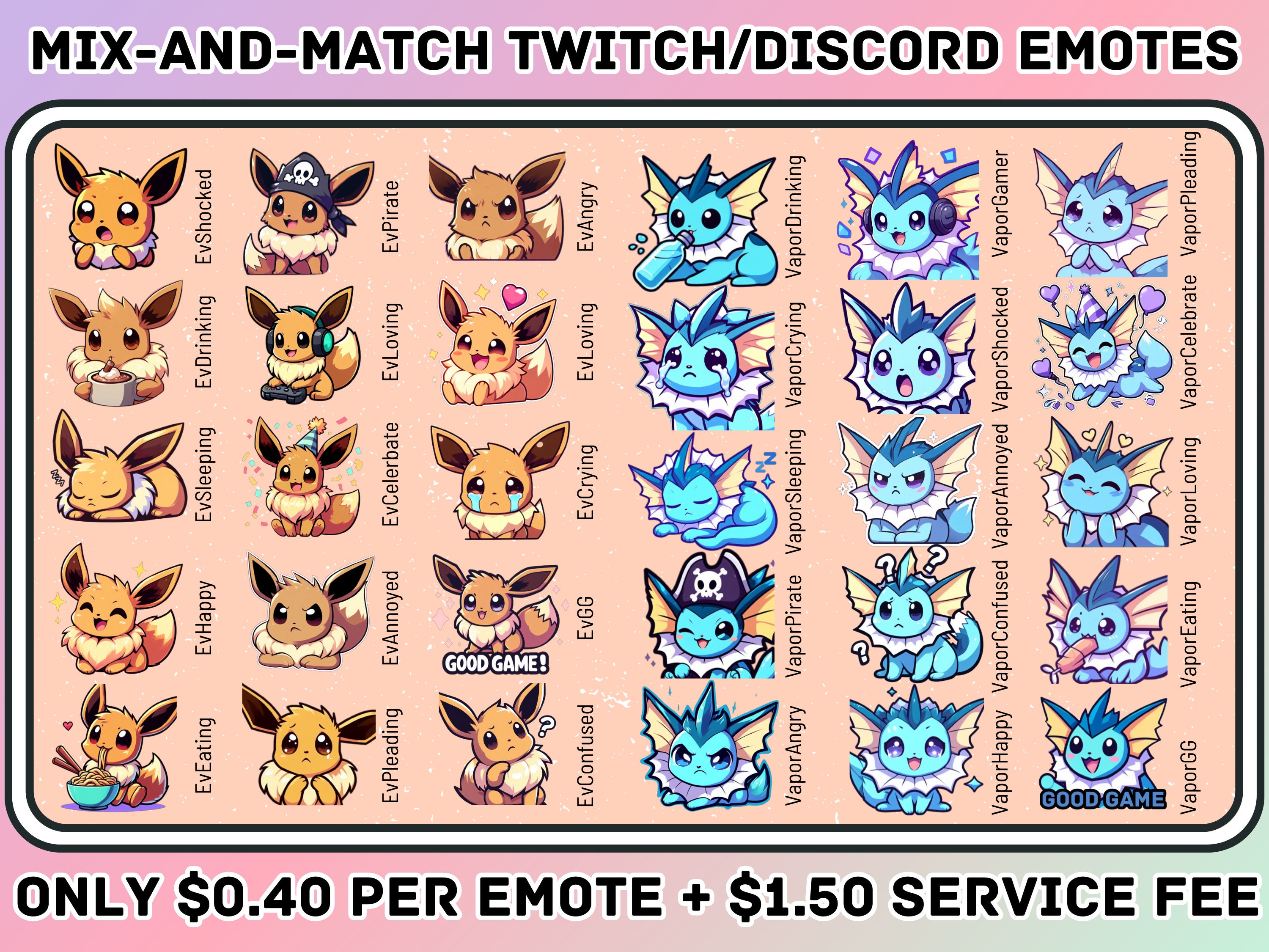 Mix-and-match Pokemon Twitch/discordemotes: 15 Emotes - Etsy