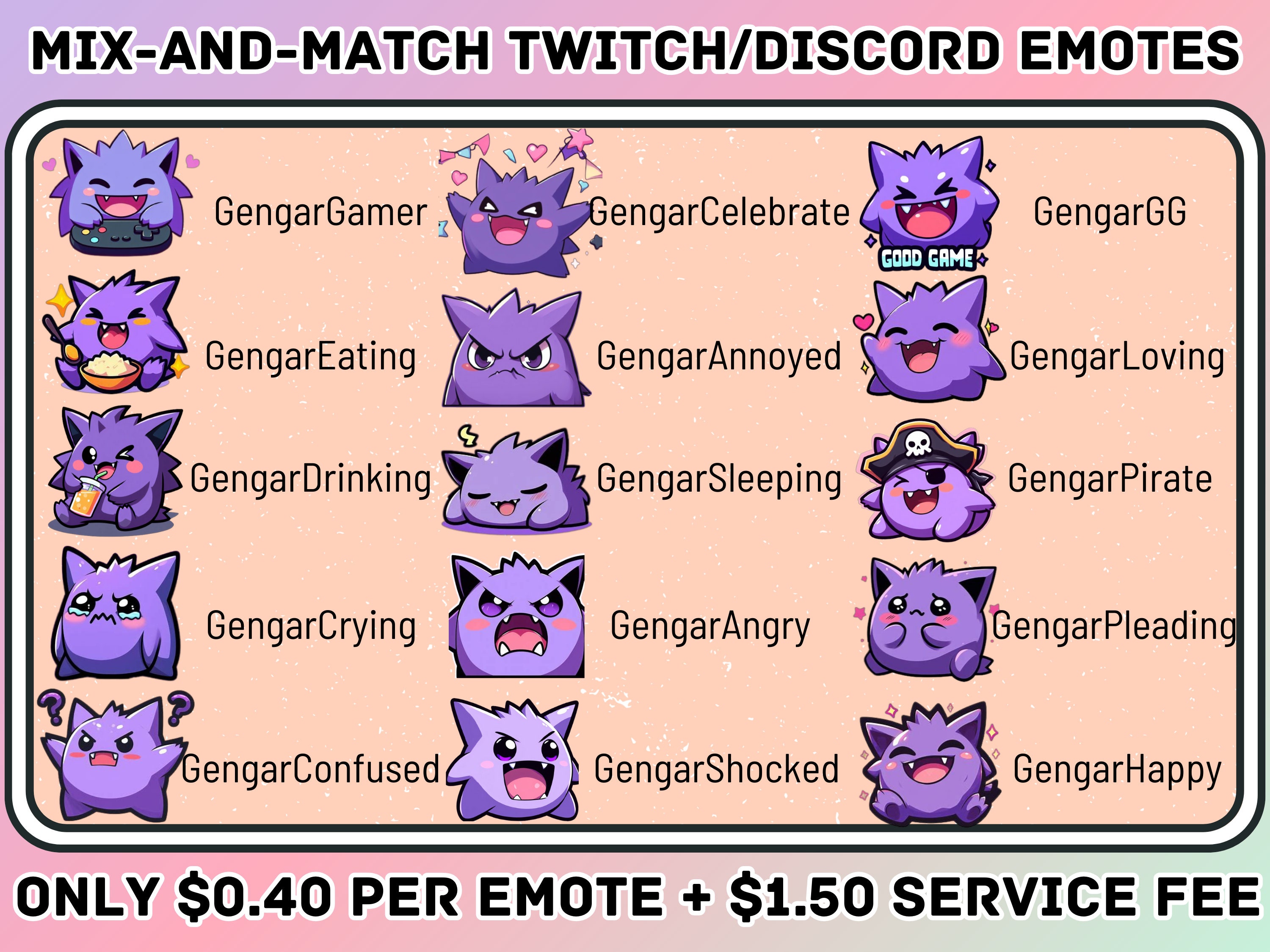 Mix-and-match Pokemon Twitch/discordemotes: 15 Emotes - Etsy