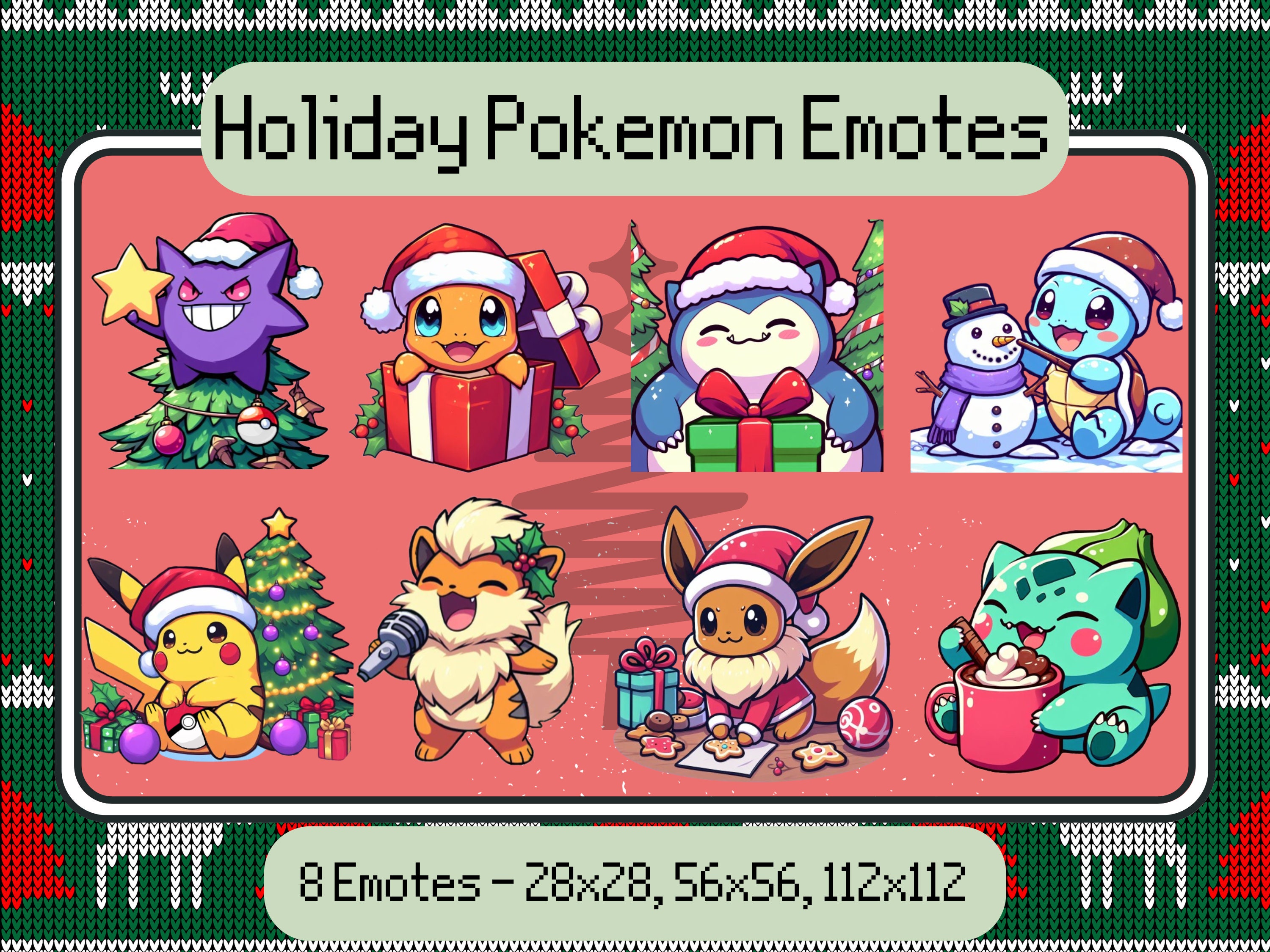 Christmas/holiday Pokemon Twitch/discord Emotes - Etsy