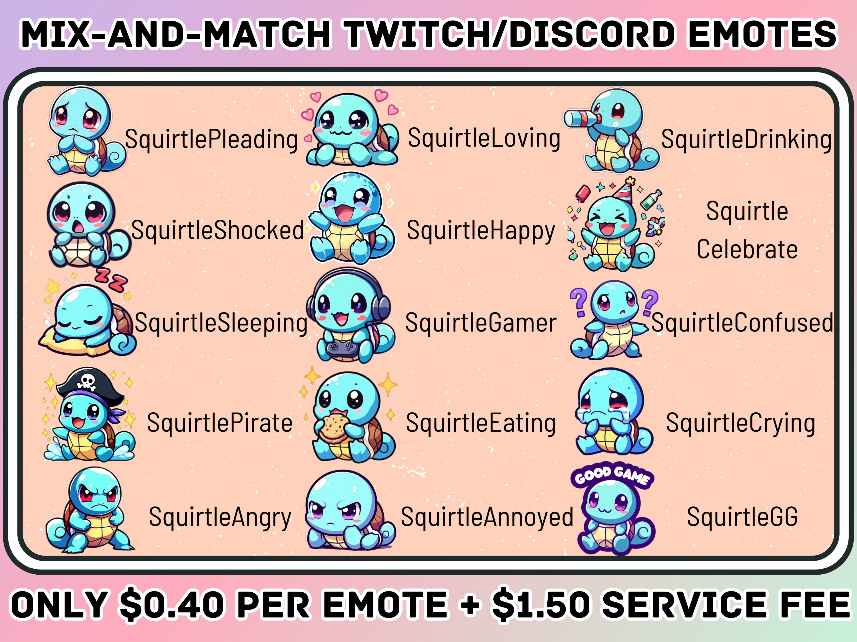 Mix-and-match Pokemon Twitch/discordemotes: 15 Emotes - Etsy
