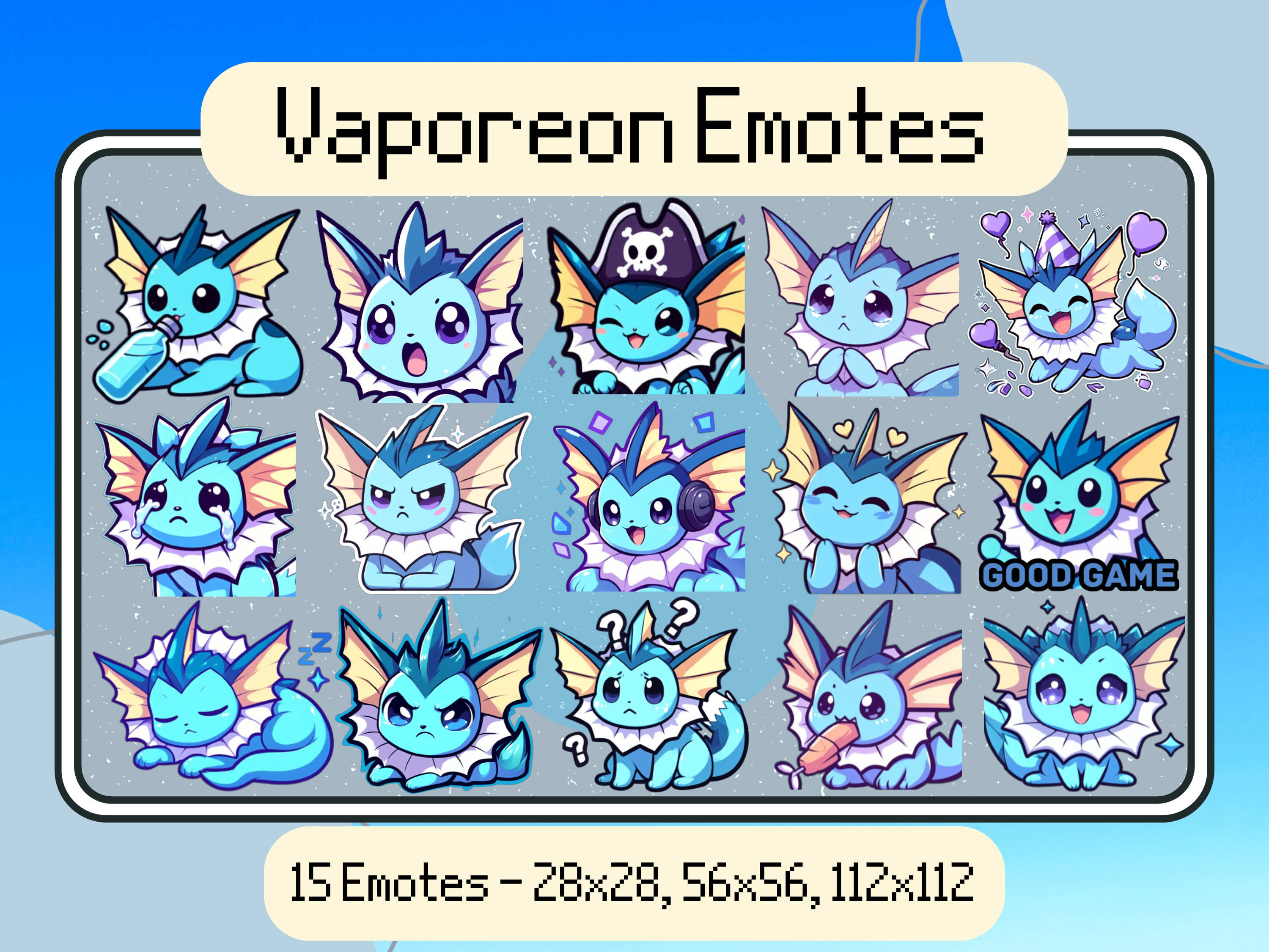 Vaporeon Twitch Emotes - Etsy