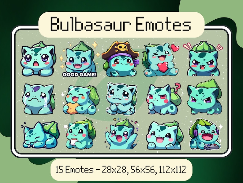 Bulbasaur Twitch Emotes - Etsy