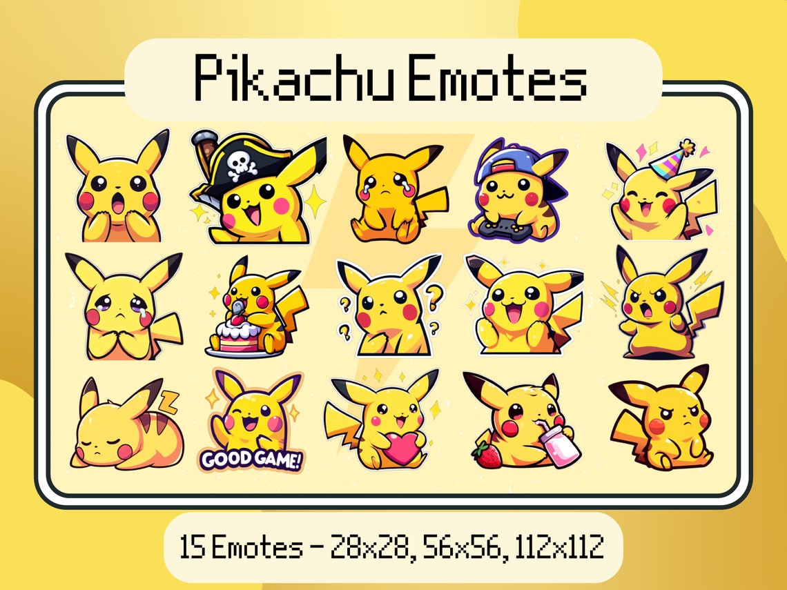 Pikachu Twitch Emotes - Etsy