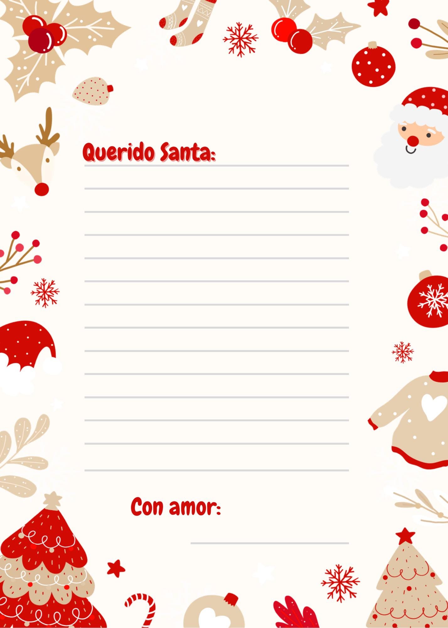 Carta a Santa Para Niños, Calendario Navideño, Invitacin Navideña - Etsy