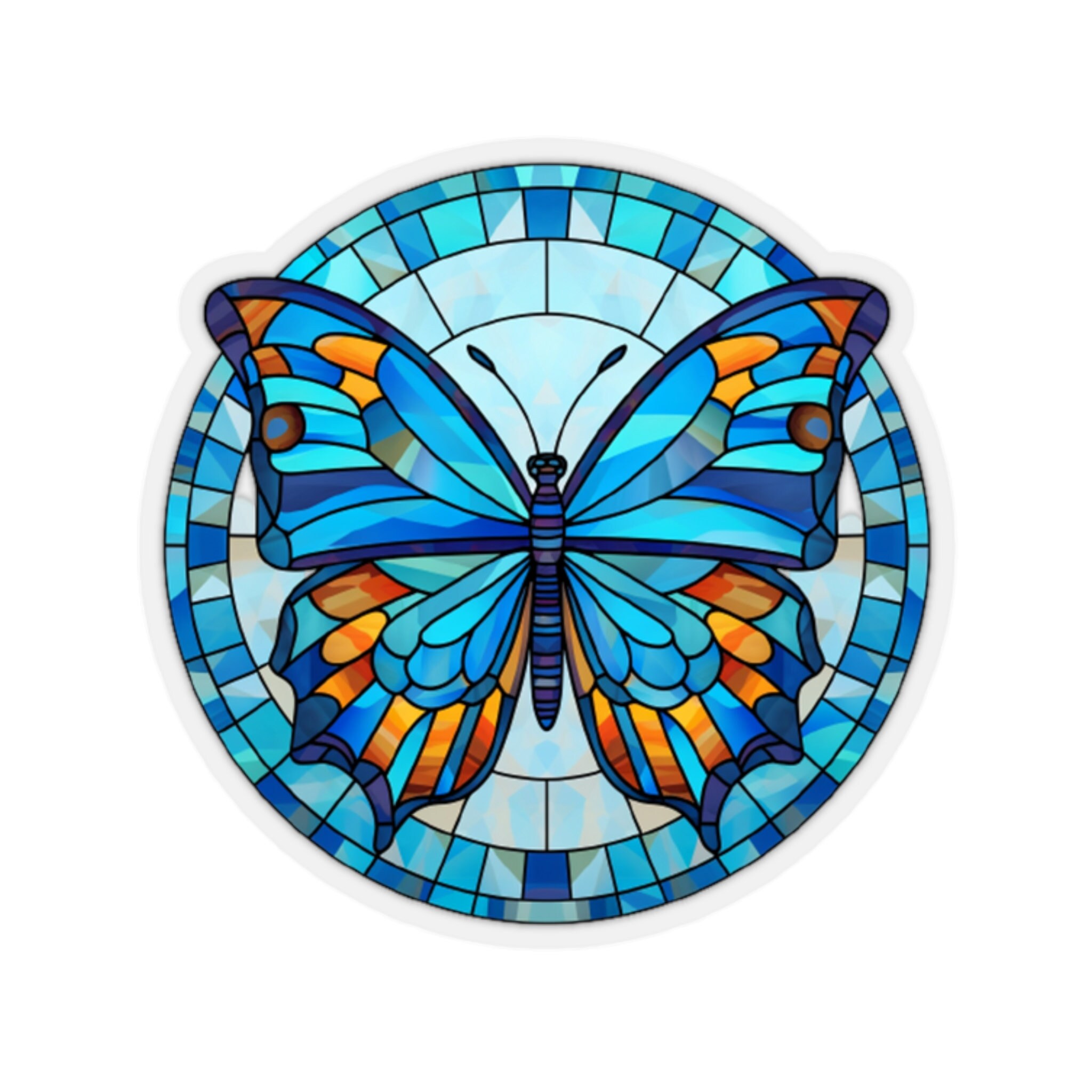 Colorful Stained Glass Butterfly Sticker - Etsy