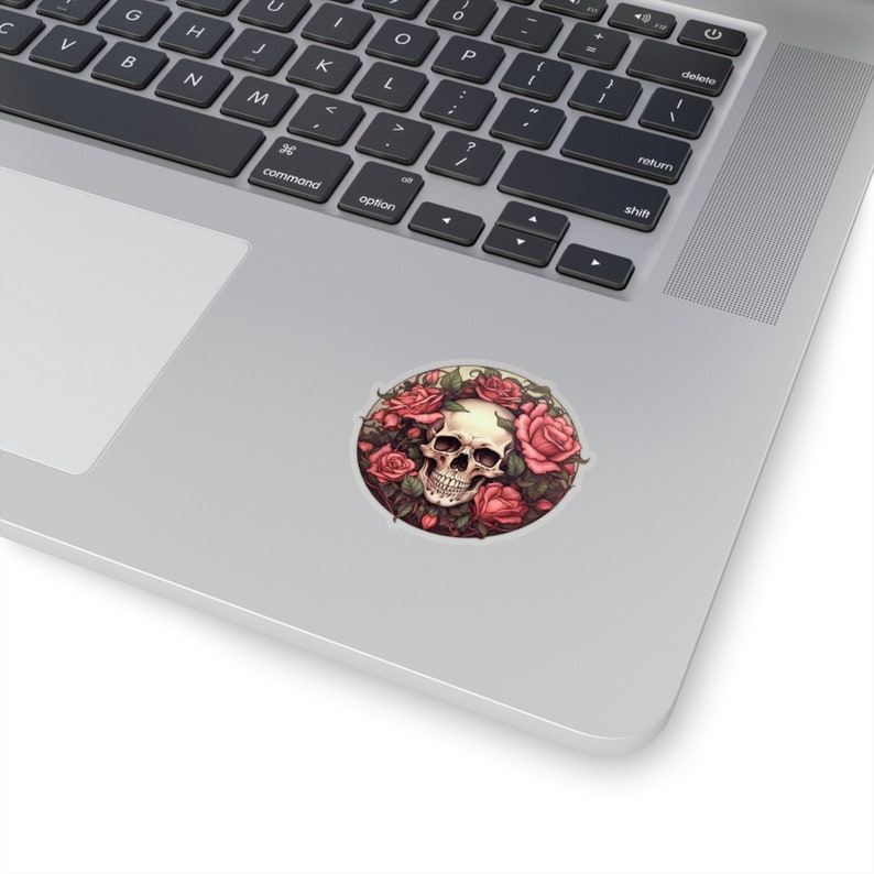 Skull & Roses Sticker / Decal , Laptop Sticker , Vinyl Skull Trippy ...