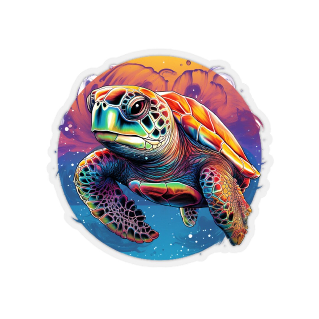 Trippy Sea Turtle Sticker - Etsy