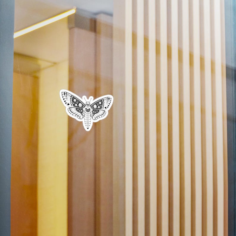 Moth Decal, Black and White Trippy Sticker, Vinyl Laptop Sticker ...