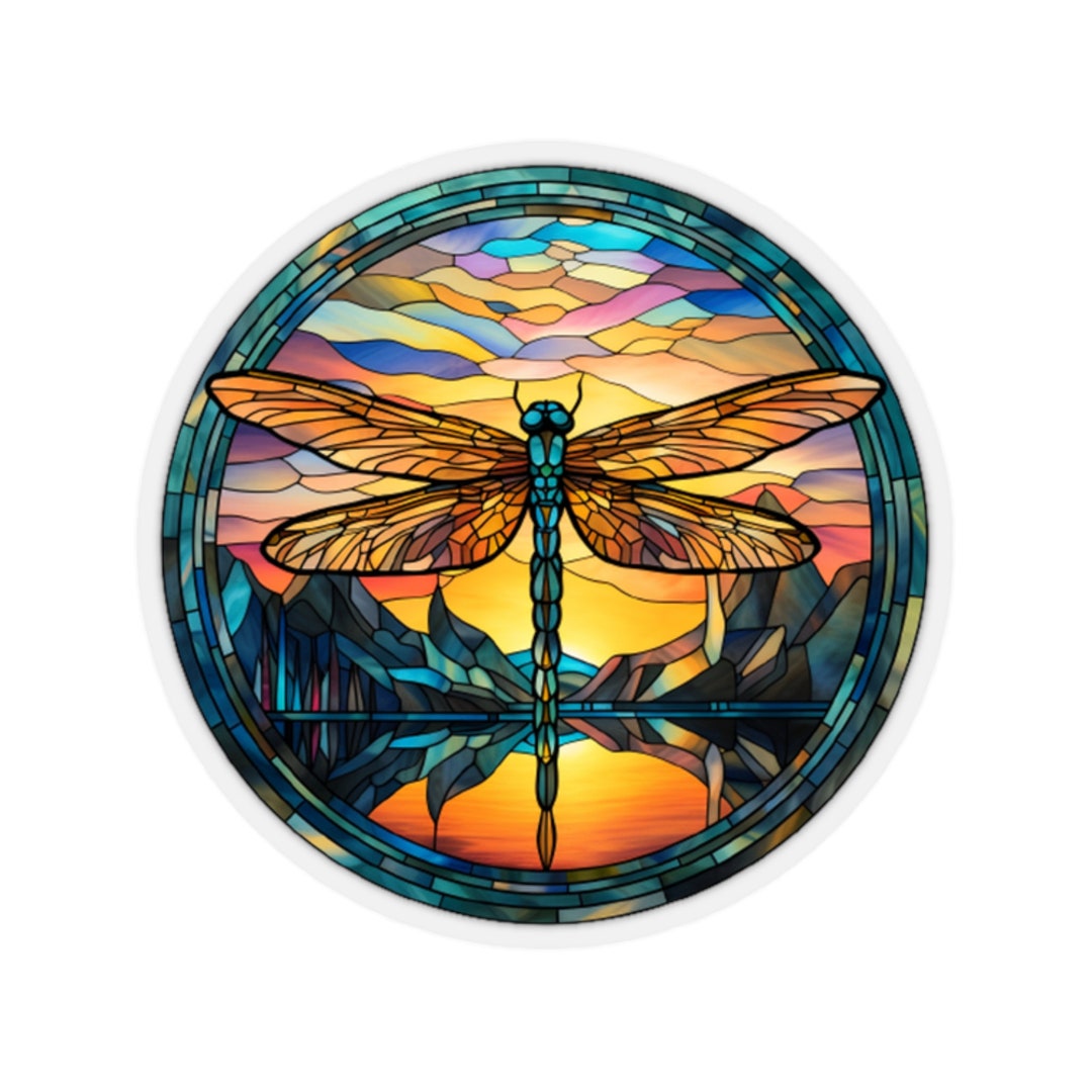 Stained Glass Dragonfly Sticker / Decal , Stained Glass Art , Dragonfly ...
