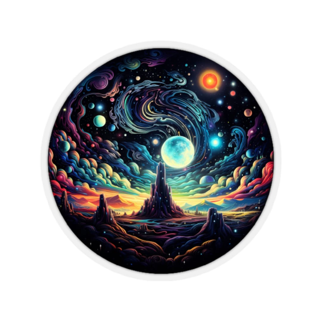 Trippy Space Scene Sticker - Etsy