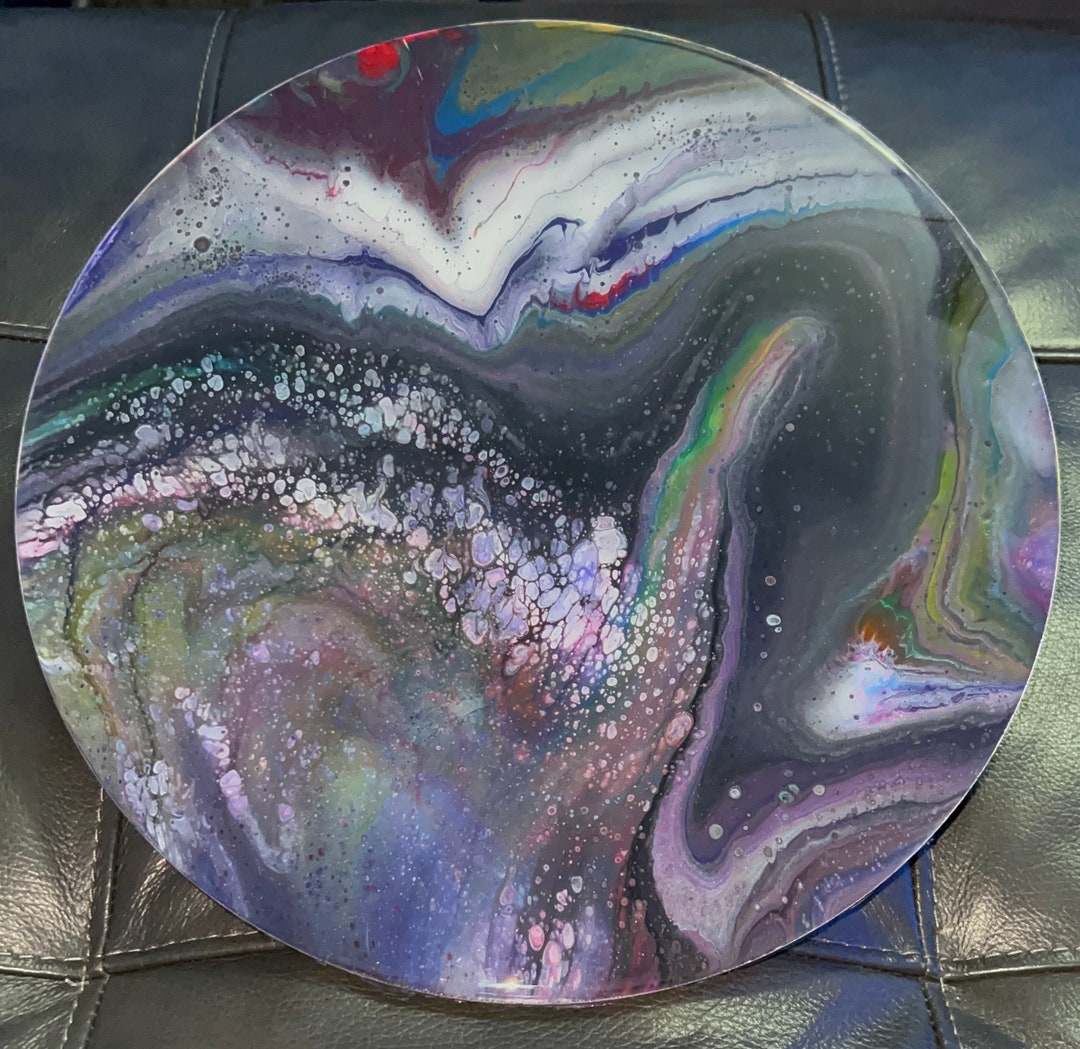 Vibrant Colorful 12 Round Wood Panel Acrylic Pour Art Wall Decor - Etsy