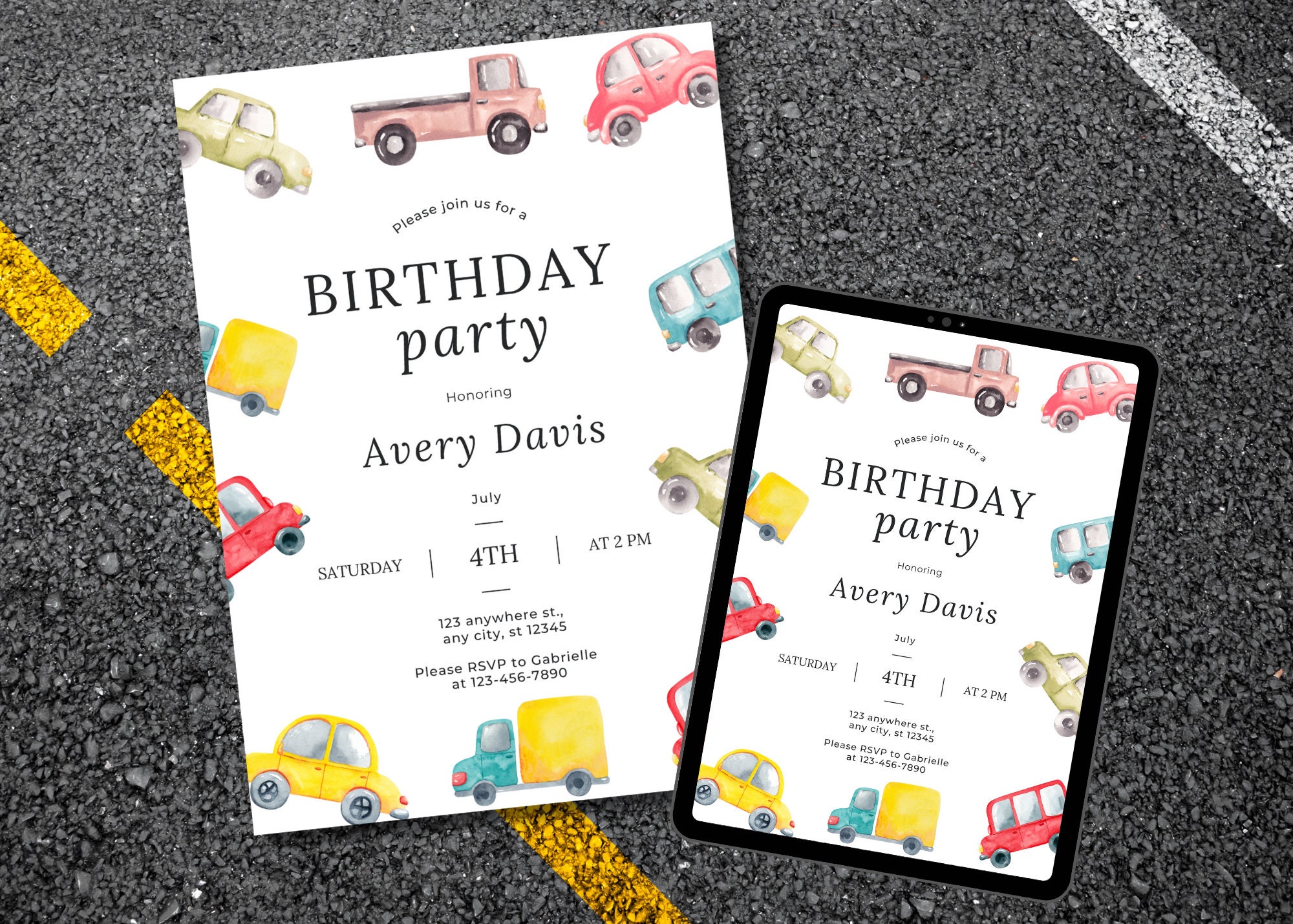 Car & Truck Birthday Party Invitation Personalized - Etsy