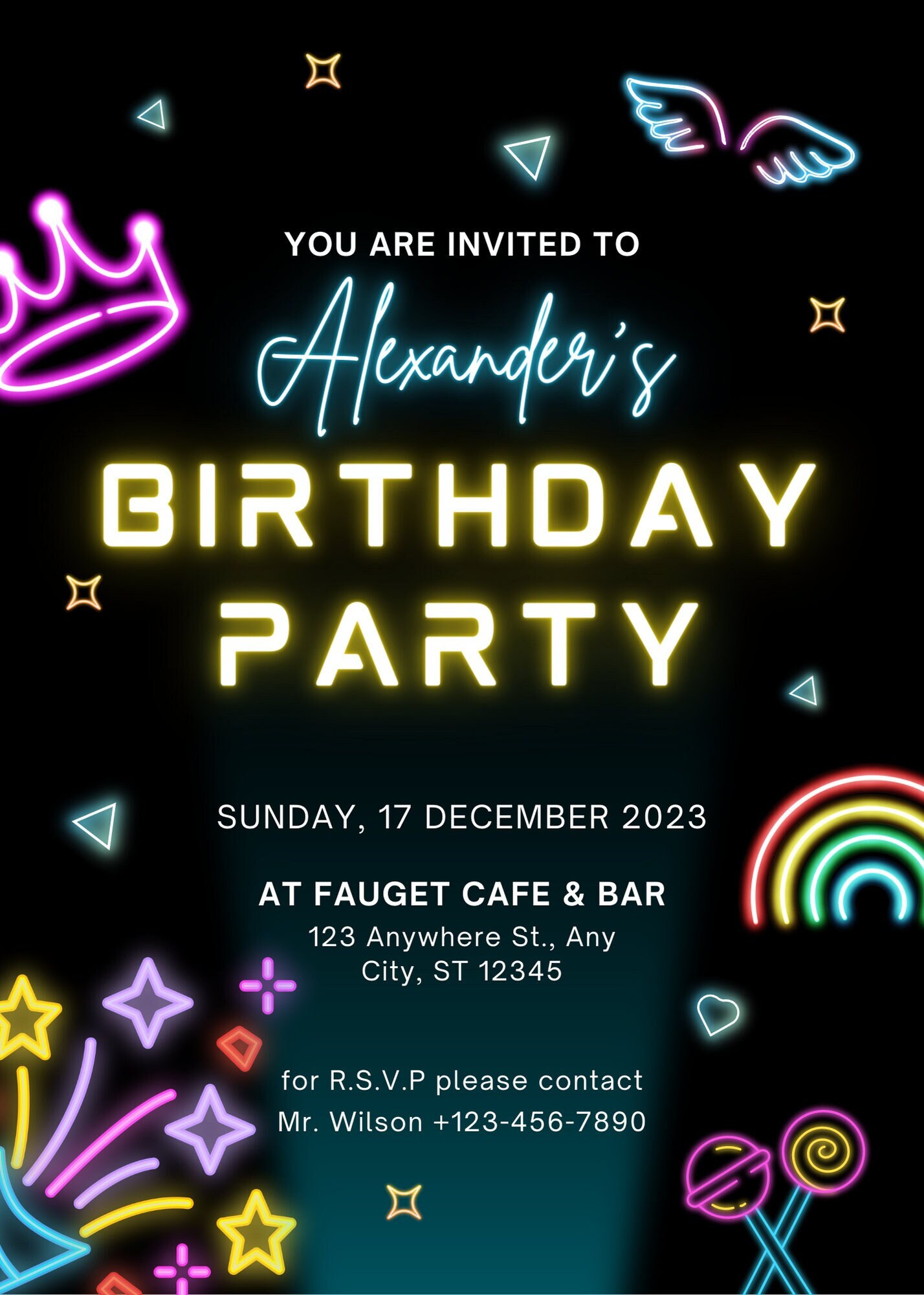 Black & Yellow Neon Playful Futuristic Birthday Party - Etsy