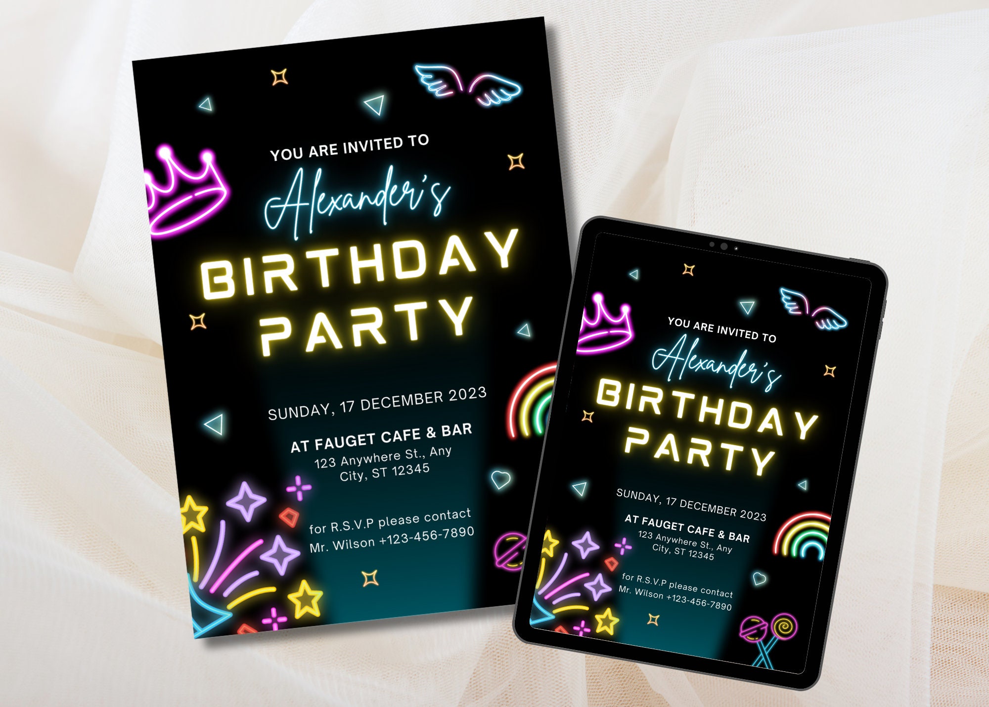 Black & Yellow Neon Playful Futuristic Birthday Party - Etsy