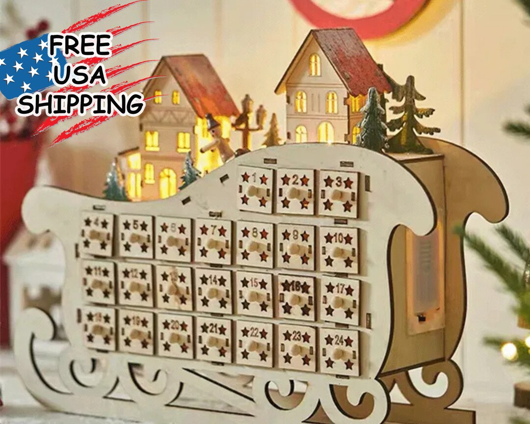 Light up Wooden House Advent Calendar LED Tea Light Calendar - Etsy