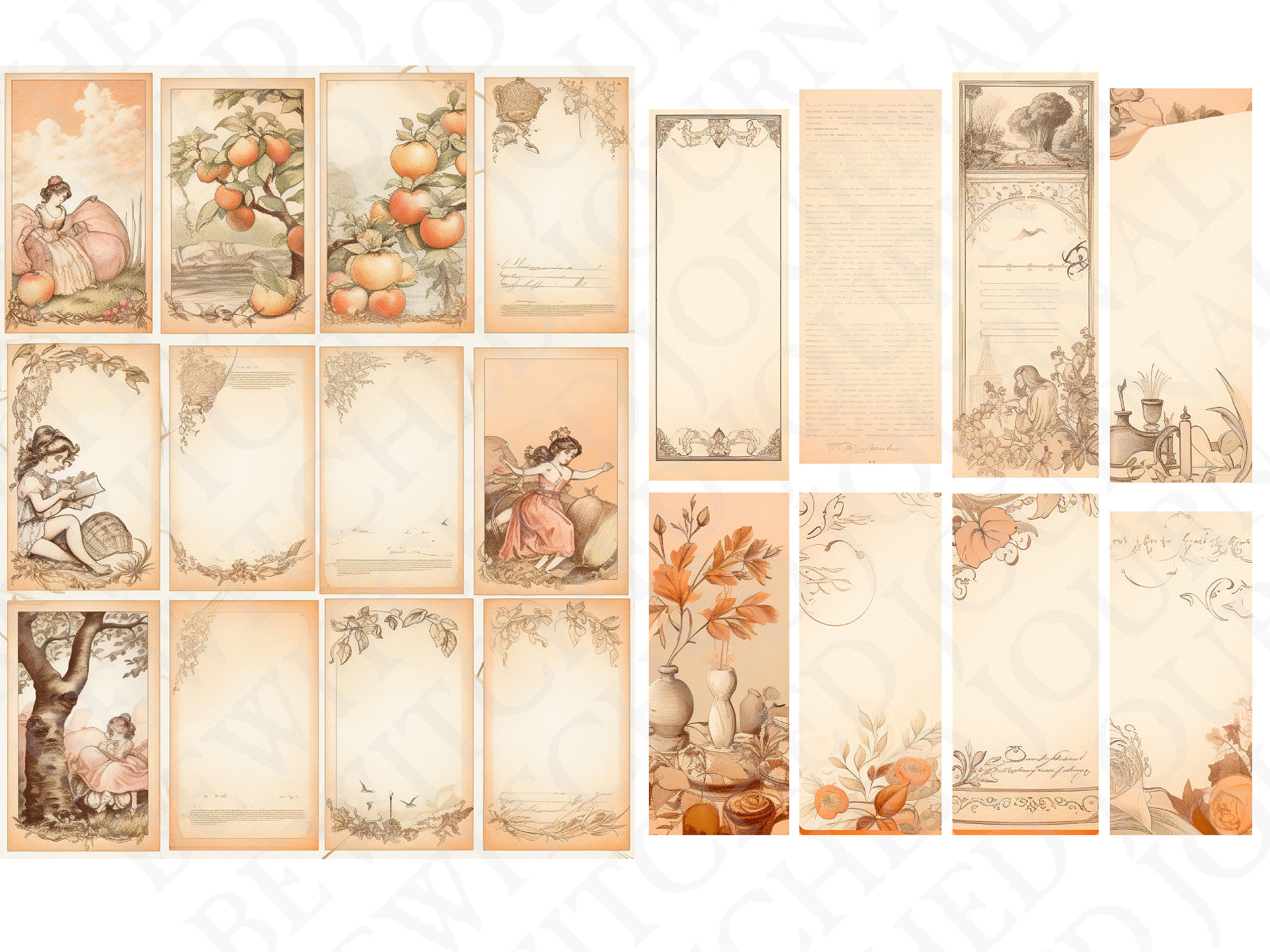 PEACH SET Journaling Papers, ATC Cards, Printable Journaling Cards ...