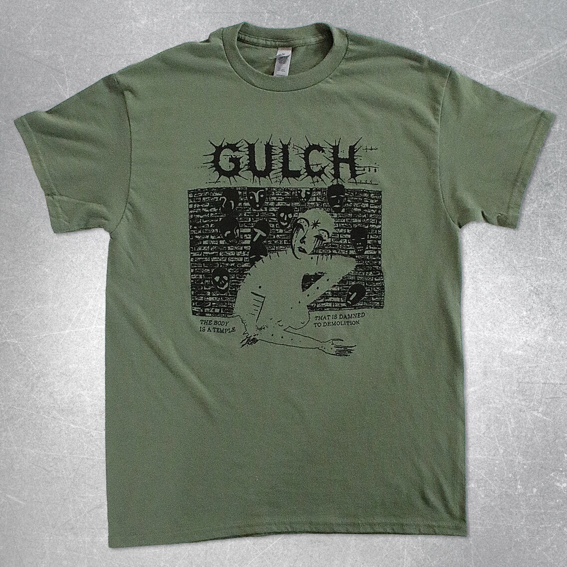 Gulch Band T-shirt (black on Military Green) - Etsy