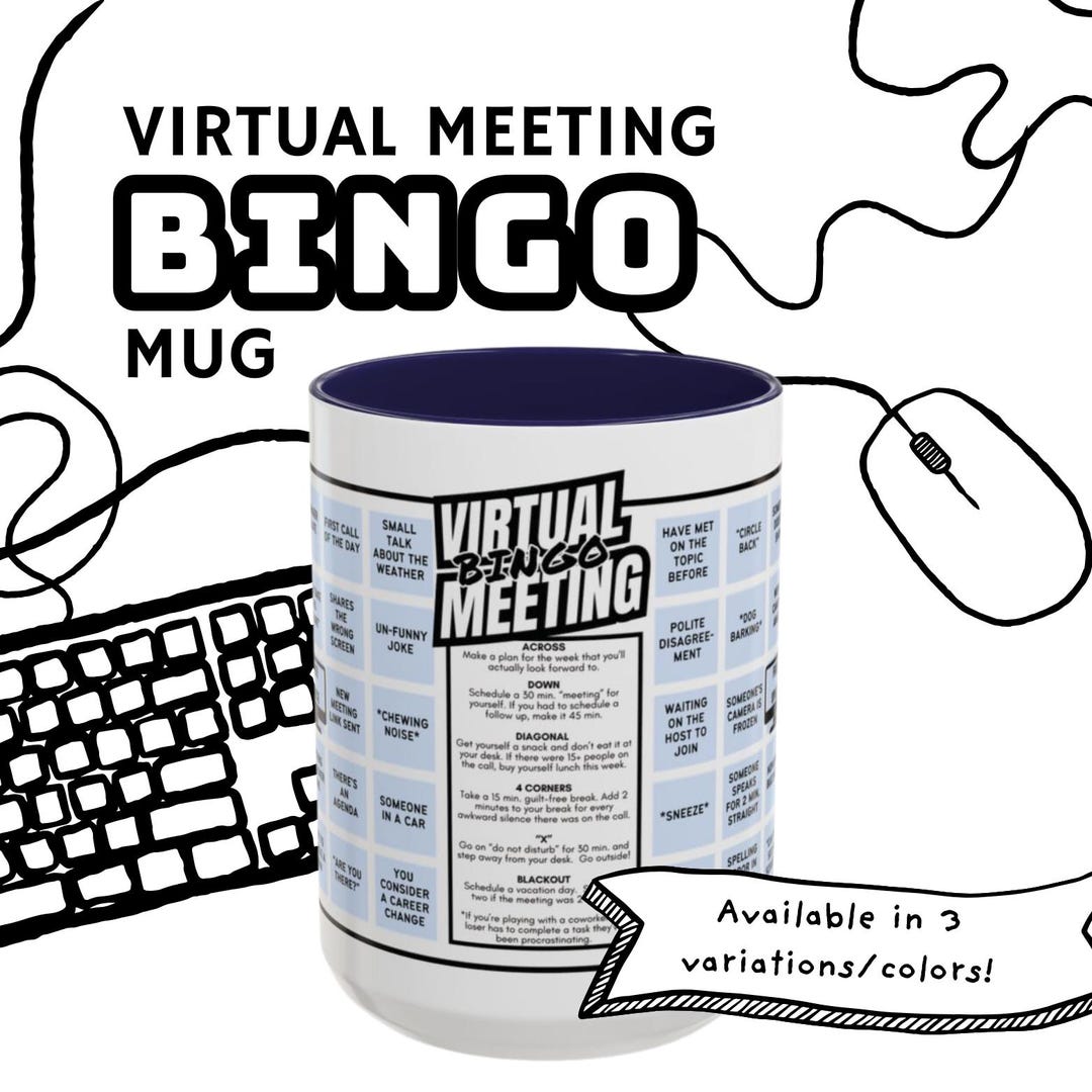 Virtual Meeting Bingo Coffee Large Mug (15oz) | Corporate Call Bingo ...